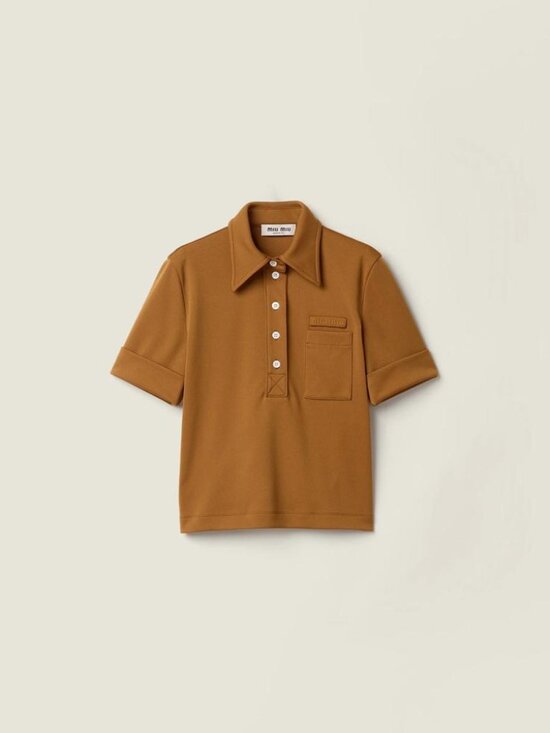 Miu Miu | Tops | Miu Miu Short Sleeves Polo Shirt With Logo Tag Size 4 ...